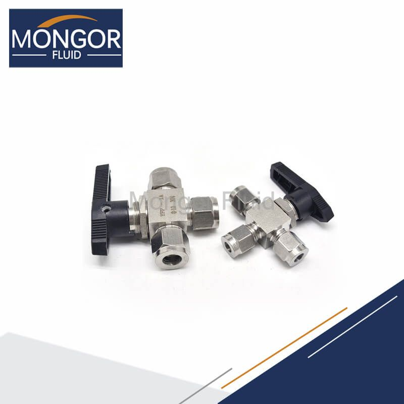Stainless steel three-way ferrule ball valve - Mongor Fluid